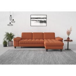 Sit & More sit&more Ecksofa &raquo;Westham L-Form&laquo; Recamiere, mit oder ohne Bettfunktion, Bettkasten, F&uuml;&szlig;e wengefarben orange 90% Polyester 10% Polyamid