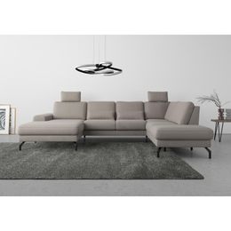 Sit & More sit&more Wohnlandschaft &raquo;Cinturo U-Form&laquo; inklusive Sitztiefenverstellung und Federkern, Sitzh&ouml;he 48 cm grau