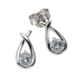 Vivance Damen Paar Ohrstecker &raquo;925/- Sterling Silber 2x Blautopas&laquo; wei&szlig;