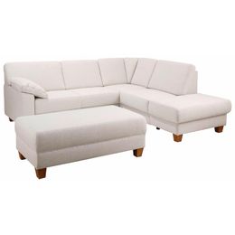 Home Affaire Ecksofa &raquo;Belfort L-Form&laquo; mit Federkern, wahlweise mit Bettfunktion und Stauraum beige Struktur fein ( 100% Polyester);Luxus-Microfaser 