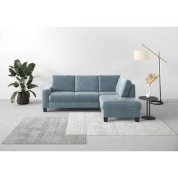 Home Affaire Ecksofa &raquo;Summer L-Form&laquo; mit Ottomane, mit oder ohne Bettfunktion und Bettkasten, Cord-Bezug blau 100% Polyester