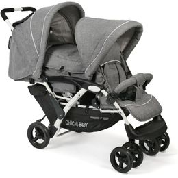 CHIC 4 BABY CHIC4BABY Geschwisterwagen &raquo;Duo, Melange grau&laquo; mit feststellbaren Doppelschwenk-Vorderr&auml;dern grau Geschwisterwagen