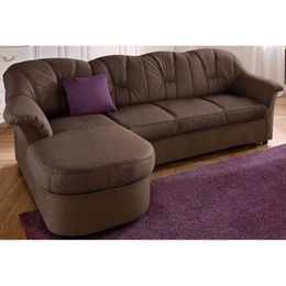 DOMO collection Ecksofa &raquo;Flores Schlafsofa, B/T/H: 233/142/86 cm, L-Form&laquo; wahlweise mit Bettfunktion, wahlweise mit Federkern, auch in Leder braun 
