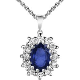 Firetti Damen Kette mit Anh&auml;nger &raquo;Schmuck Geschenk Silber 925 Halsschmuck Ankerkette Anh&auml;nger Diana&laquo; Made in Germany - mit Zirkonia (synth.) blau