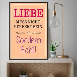 queence Metallbild &raquo;Liebe&laquo; Schriftzug Schriftz&uuml;ge 1 Stk. tlg. Stahlschilder pink Metall, Stahl