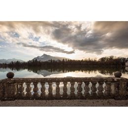 papermoon Fototapete &raquo;Balkon mit Landschaft&laquo; bunt Vlies