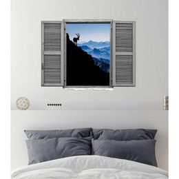 queence Wandtattoo &raquo;Steinbock&laquo; Wandsticker, Wandbild, selbstklebend, 3D, Fenster blau