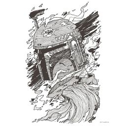 Komar Bild &raquo;Star Wars Boba Fett Drawing&laquo; Disney 1 Stk. tlg. Wandbild zur Dekoration im Kinderzimmer - ohne Rahmen bunt Holz, Papier
