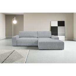 WERK2 Ecksofa &raquo;Rotterdam-L, kuschelweicher Cord oder Breitcord, L-Form, Breite 267 cm&laquo; Design Ecksofa mit Schlaffunktion & Bettkasten, Cord, Grau grau