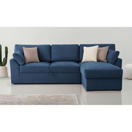 Home Affaire Ecksofa &raquo;Citry&laquo; Breite 246 cm, Chenille, Bettfunktion, Bettkasten, L-Form blau 100% polyester