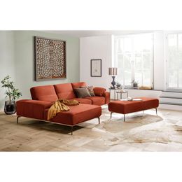 W.Schillig Ecksofa &raquo;run, Designsofa mit tollem Sitzkomfort, L-Form&laquo; mit Holzsockel, F&uuml;&szlig;e in Bronze pulverbeschichtet, Breite 299 cm orange Longlife 