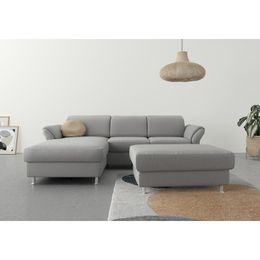 Sit & More sit&more Ecksofa &raquo;Apulia L-Form&laquo; wahlweise Bettfunktion, Bettkasten und Kopf- und Armteilverstellung grau Webstoff (100% Polyester);Struktur weich (90