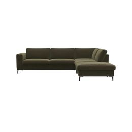 FLEXLUX Ecksofa &raquo;Fiore, super Sitzkomfort durch Kaltschaum im Sitz, L-Form&laquo; breite Armlehnen, F&uuml;&szlig;e Alu+schwarz gr&uuml;n 100% Polyester