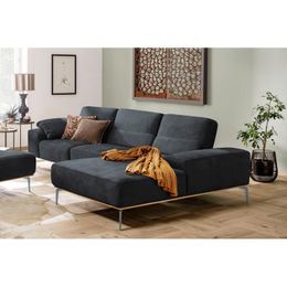 W.Schillig Ecksofa &raquo;run, Designsofa mit tollem Sitzkomfort, bequem, L-Form&laquo; mit elegantem Holzsockel, F&uuml;&szlig;e in Silber matt, Breite 319 cm schwarz 