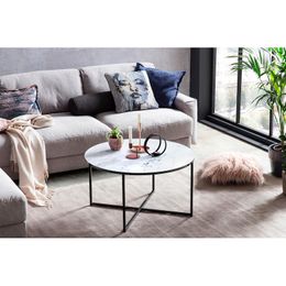 Salesfever Couchtisch &raquo;Caorle Coffeetable im eleganten Stil&laquo; Elegantes Design mit Marmoroptik-Tischplatte schwarz-wei&szlig;