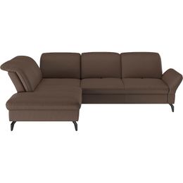 Sit & More sit&more Ecksofa &raquo;Leandro L-Form&laquo; Wahlweise mit Bett-, Kopfteil - und Armlehnfunktion, sowie Stauraum braun 100% Polyester