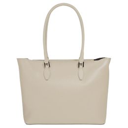CLUTY Damen Shopper echt Leder, Made in Italy beige