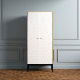 Andas Kleiderschrank &raquo;MIA&laquo; Fr&auml;sungen in den Fronten, goldene Griffe, Breite 80 cm, FSC wei&szlig; FSC -zertifizierter Holzwerkstoff, MDF