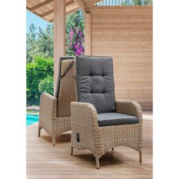 Destiny Gartensessel &raquo;PALMA&laquo; Set, 2 Stk. tlg. Aluminium, Polyrattan, inkl. Auflagen beige Obermaterial: 100% Polyester. Miedereinsatz: 50% Polyester, 50% 