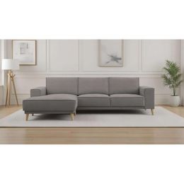 OTTO home Ecksofa &raquo;Oland Skandi, weicher Chenille-Stoff&laquo; L-Form, 280 cm, Wellenunterfederung, Skandi-Design, Massivholzf&uuml;&szlig;e 100% Polyester