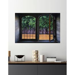 queence Wandsticker &raquo;B&auml;ume&laquo; Wandsticker, Wandbild, selbstklebend, 3D, Fenster gr&uuml;n Vinyl