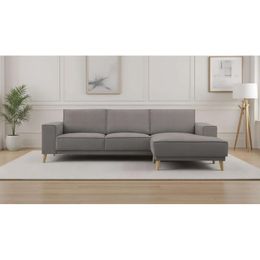 OTTO home Ecksofa &raquo;Oland Skandi, weicher Chenille-Stoff&laquo; L-Form, 280 cm, Wellenunterfederung, Skandi-Design, Massivholzf&uuml;&szlig;e 100% Polyester