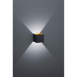 Trio Leuchten LED Wandleuchte &raquo;Louis&laquo; LED-Board 1 Stk. Warmwei&szlig; schwarz mit up-and-down Beleuchtung, Innenseite goldfarbig schwarz