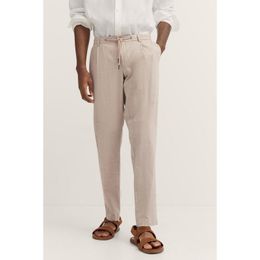Bugatti Herren Bugatti Bundfaltenhose mit Baumwoll-Leinen-Mix beige 36, L&auml;nge 30