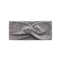 Zwillingsherz Damen Stirnband &raquo;"Classic"&laquo; Knoten vorn, Cashmere, Feinstrick grau