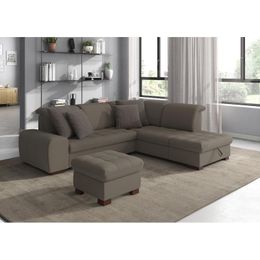 Sit & More sit&more &raquo;Luxor L-Form&laquo; wahlweise mit Bettfunktion, Stauraum und Kopfteilverstellung beige Luxus-Microfaser ALTARA NUBUCK (100% Polyester);Soft clean 