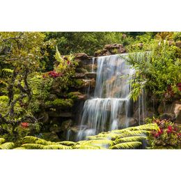 papermoon Fototapete &raquo;WASSERFALL-FLUSS SEE WALD STEINE BLUMEN BERGE BACH XXL&laquo; bunt Vlies