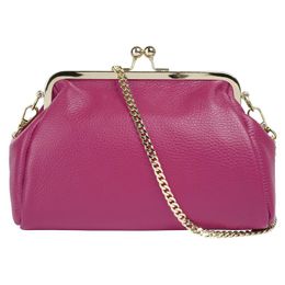 CLUTY Damen Abendtasche echt Leder, Made in Italy pink