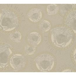 Versace Vliestapete &raquo;Wallpaper 5 Medusakopf Metallic&laquo; gl&auml;nzend hochgl&auml;nzend metallic leicht strukturiert Designertapete Tapeten Wohnzimmer Schlafzimmer K&uuml;che 