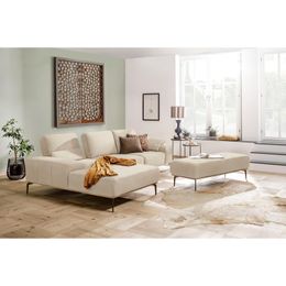W.Schillig Ecksofa &raquo;run, Designsofa mit tollem Sitzkomfort, L-Form&laquo; mit Holzsockel, F&uuml;&szlig;e in Bronze pulverbeschichtet, Breite 299 cm beige Longlife 