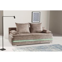 WERK2 Schlafsofa &raquo;Tekla LED, Bettcouch Breite 206cm, Liegefl&auml;che 200/140cm,&laquo; 2-Sitzer Schlafcouch mit Bettkasten & stylischer RGB-LED-Beleuchtung 