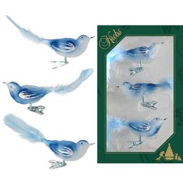 Weihnachtsbaumklammer &raquo;CBK80872, Weihnachtsdeko, Christbaumschmuck&laquo; Glasvogel blau Glas