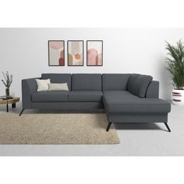Sit & More sit&more Ecksofa &raquo;Olsen L-Form&laquo; inklusive Sitztiefenverstellung, wahlweise mit Bettfunktion, 15cm hoch grau 98% Polyester 2%Polyamid