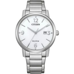 Citizen Damen Solaruhr Armbanduhr, Herrenuhr, Edelstahlarmband, analog, Tag, Kristallglas silber