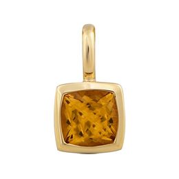 OROLINO Damen Kettenanh&auml;nger &raquo;Gold 585 mit echtem Citrin 5x5mm&laquo; () gelb