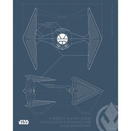 Komar Bild &raquo;Star Wars Blueprint Sith TIE-Fighter&laquo; Star Wars 1 Stk. tlg. Wandbild zur Dekoration im Kinderzimmer - ohne Rahmen schwarz-wei&szlig; Holz, Papier