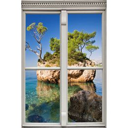 queence Wandsticker &raquo;Insel&laquo; Wandsticker, Wandbild, selbstklebend, 3D, Fenster beige