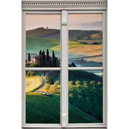 queence Wandsticker &raquo;Weingut&laquo; Wandsticker, Wandbild, selbstklebend, 3D, Fenster gr&uuml;n