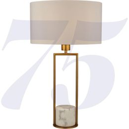 Searchlight Tischleuchte &raquo;Claire Table Lamp - Gold Metal, White Marble & White Shade&laquo; E27 1 Stk. wei&szlig;