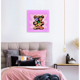 queence Leinwandbild &raquo;Bears VII&laquo; B&auml;r B&auml;ren Kunst 1 Stk. tlg. Premium-Leinwandstoff, Handarbeit aus Deutschland rosa Holzrahmen, Leinwand