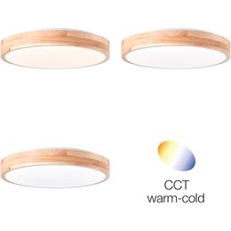 Brilliant LED Deckenleuchte &raquo;Slimline&laquo; LED-Modul 1 Stk. &Oslash; 34 cm, CCT, 1300 lm, Metall/Holz/Kunststoff, holz hell/wei&szlig; braun