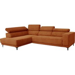 Alina Ecksofa &raquo;Hikari&laquo; wahlweise mit Sitzvorzug, in modernem Cordstoff, Breite 302 cm braun Cord GCT (92% Polyester, 8% Nylon)