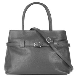 CLUTY Damen Henkeltasche echt Leder, Made in Italy schwarz