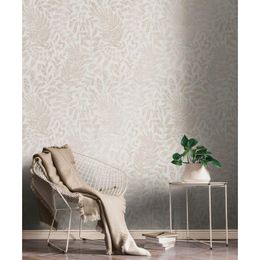 A.S. Cr&eacute;ation Vliestapete &raquo;THE BOS Bl&auml;tter Floral&laquo; gemustert matt neutral glatt Florale Tapete Tapete Floral Tapeten Wohnzimmer Schlafzimmer K&uuml;che beige Vinyl, 