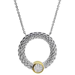 Firetti Damen Kette mit Anh&auml;nger &raquo;Schmuck Geschenk Silber 925 Halsschmuck Milanaise Solit&auml;r bicolor&laquo; mit Zirkonia (synth.)