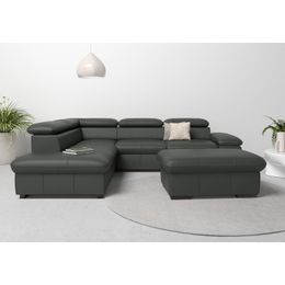 Home Affaire Ecksofa &raquo;Alberto L-Form&laquo; mit Kopfteilverstellung, wahlweise mit Bettfunktion grau Luxus-Microfaser Lederoptik (100% Polyester);Luxus-
